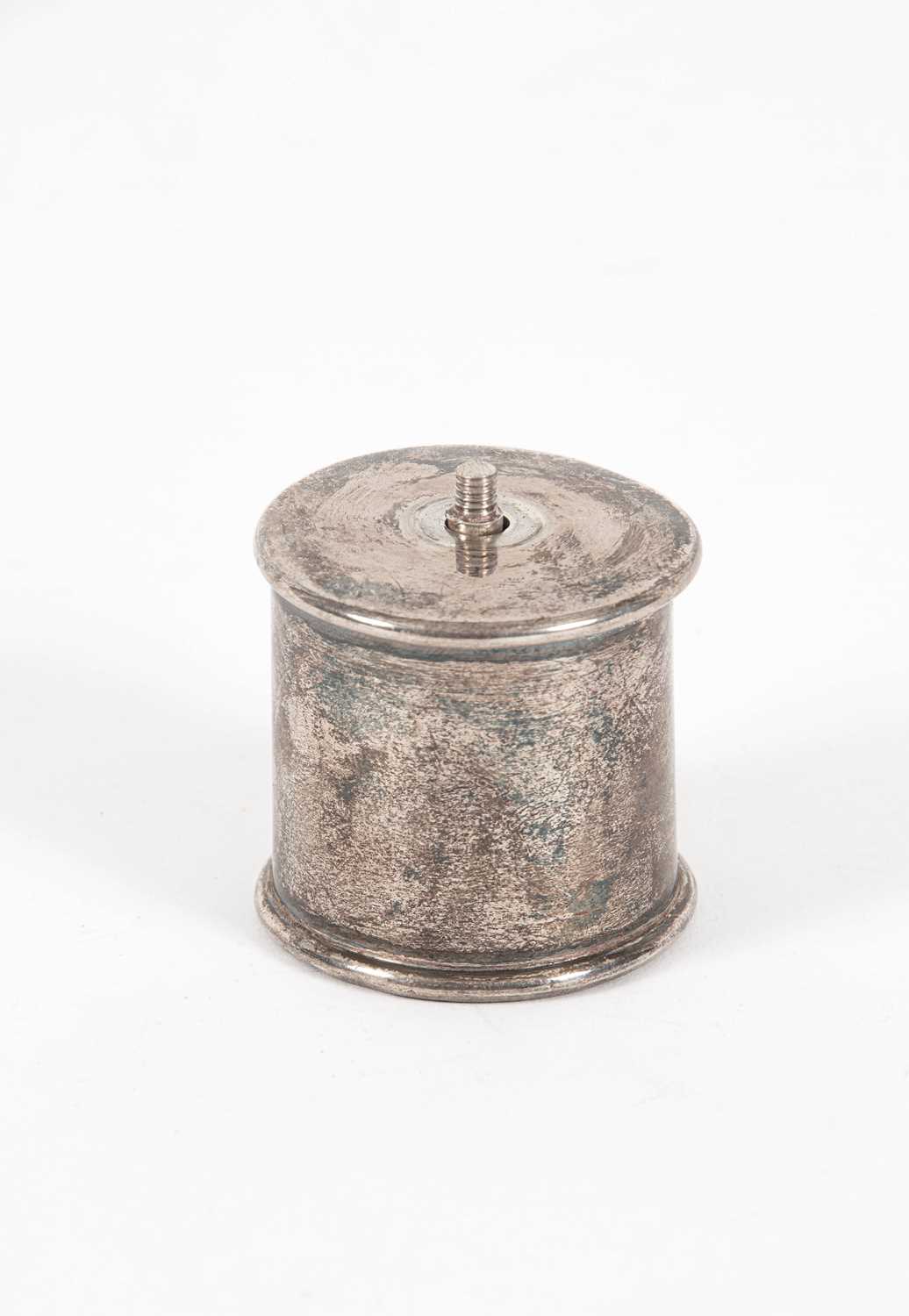 Lot 372 - A George V silver cylindrical ribbon spool