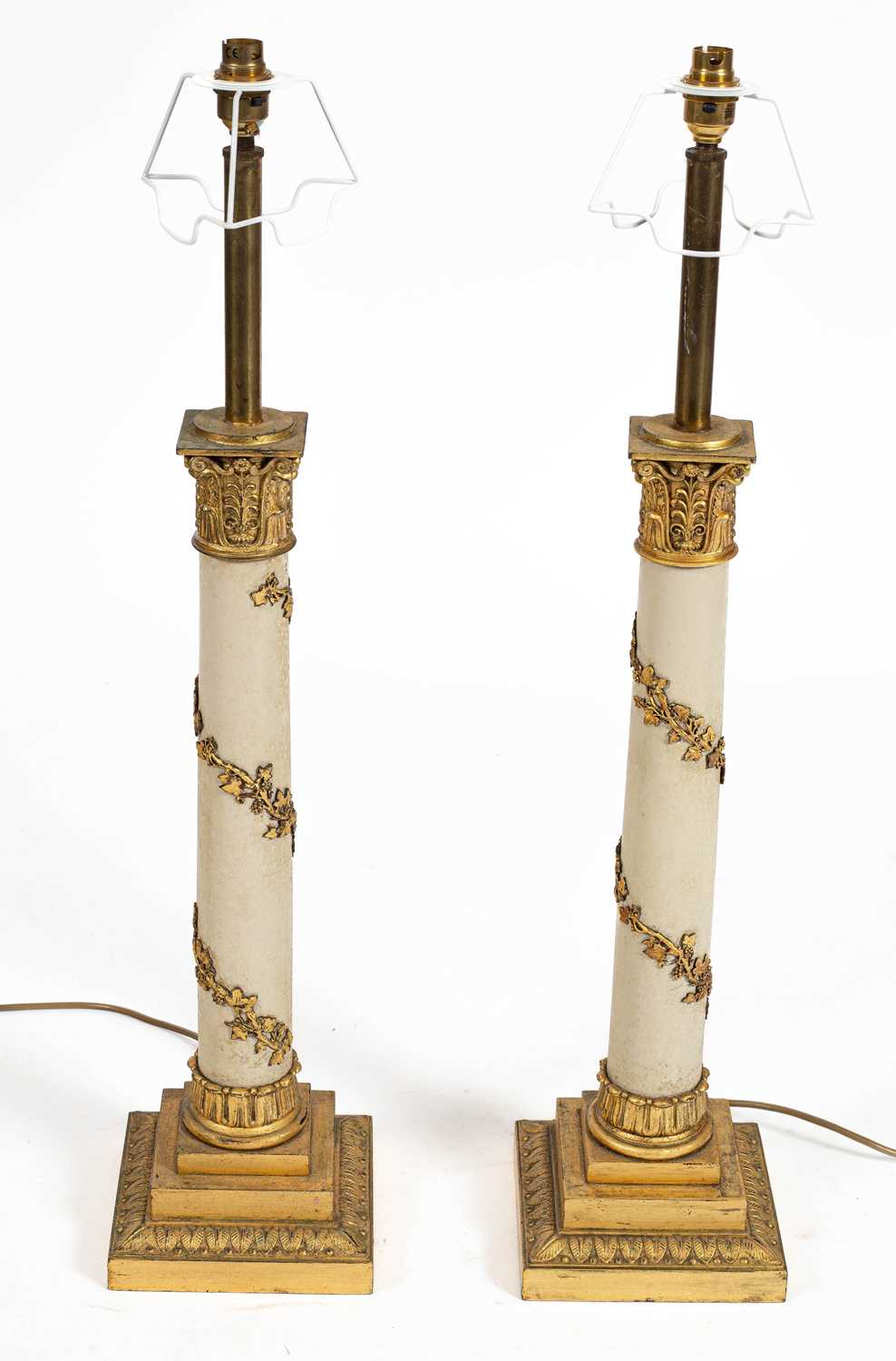 Lot 143 - A pair of gilt-brass and white painted