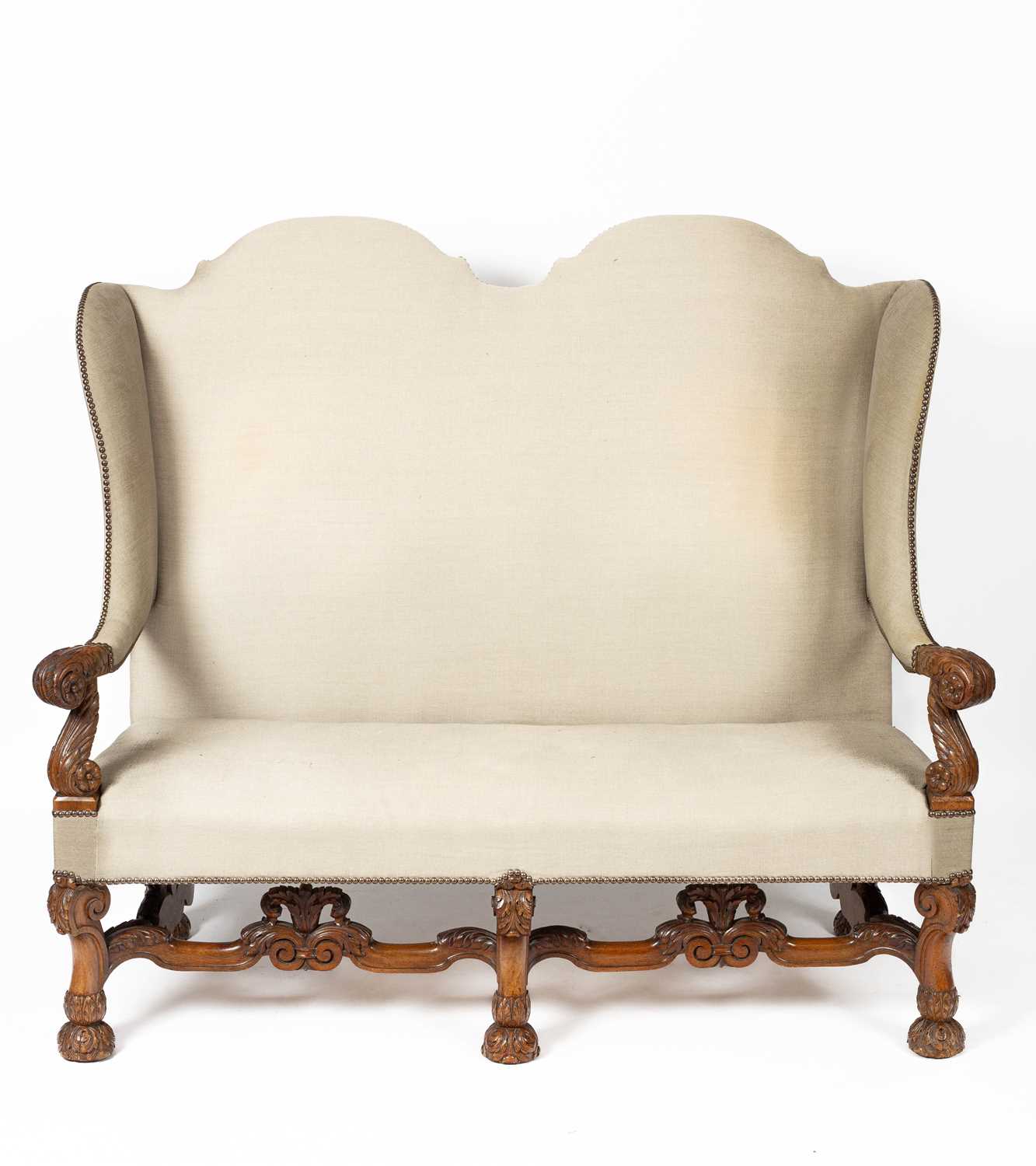 Lot 508 - A Carolean style high back arched walnut