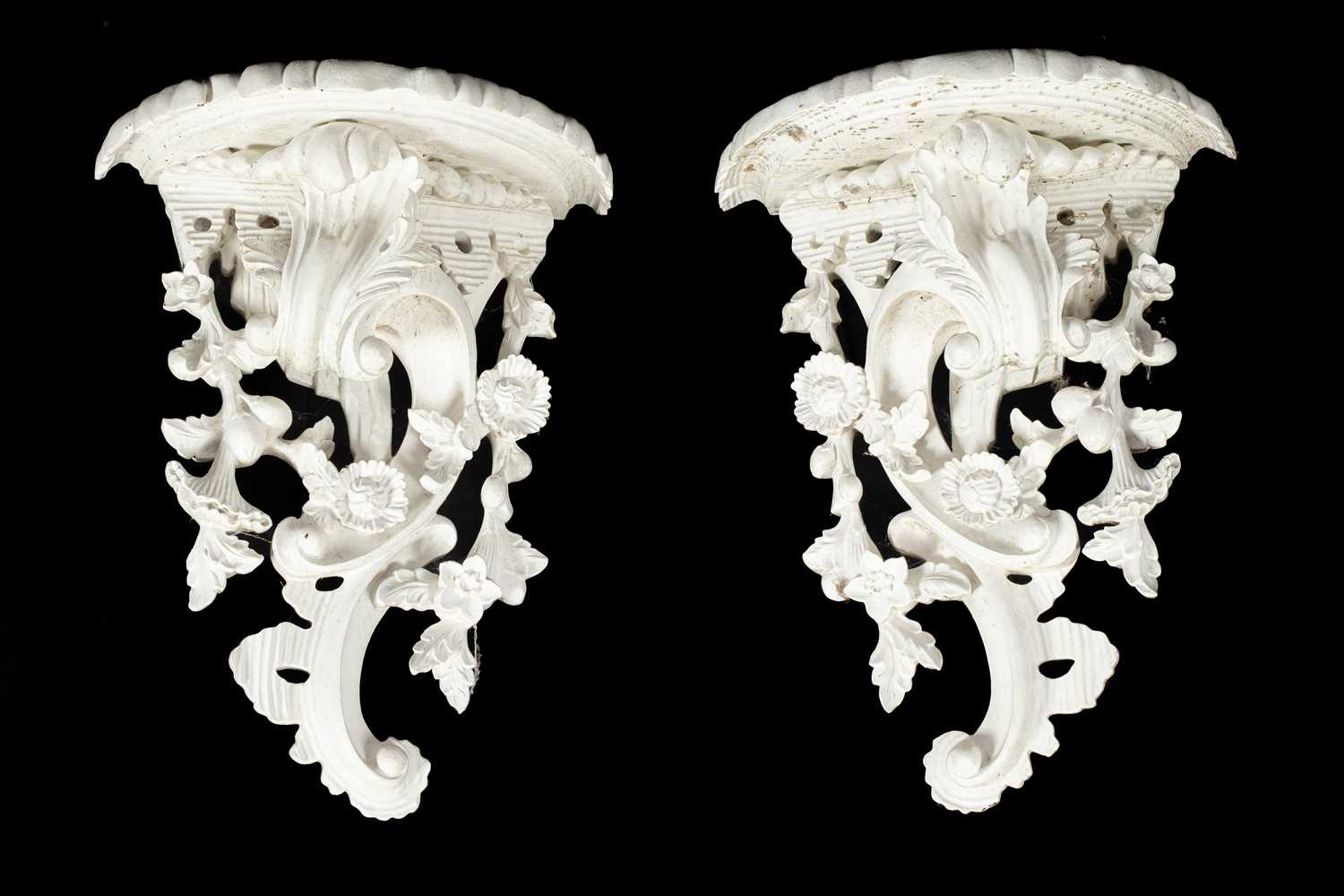 Lot 257 - A pair of Rococo style white painted wall