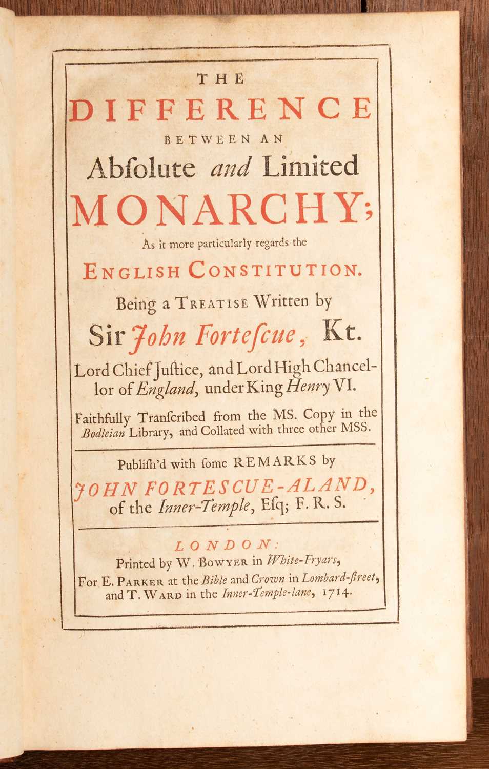 Lot 271 - Fortescue-Aland (Sir John) The Difference