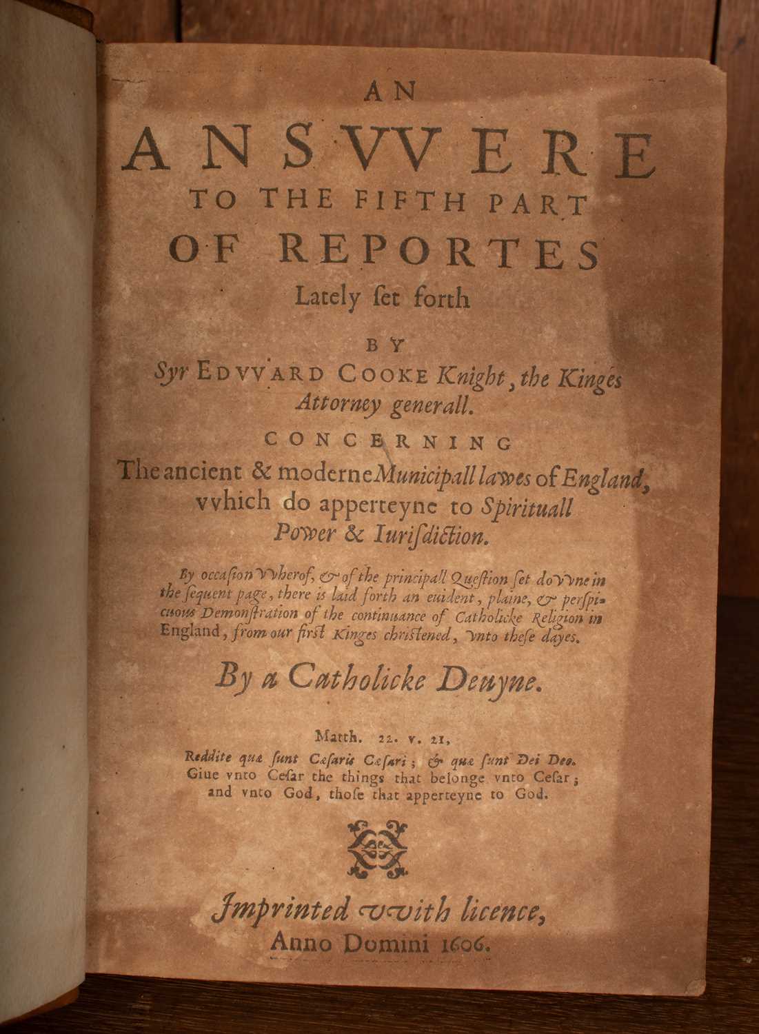 Lot 397 - Parsons (Robert) An Answere to the fifth