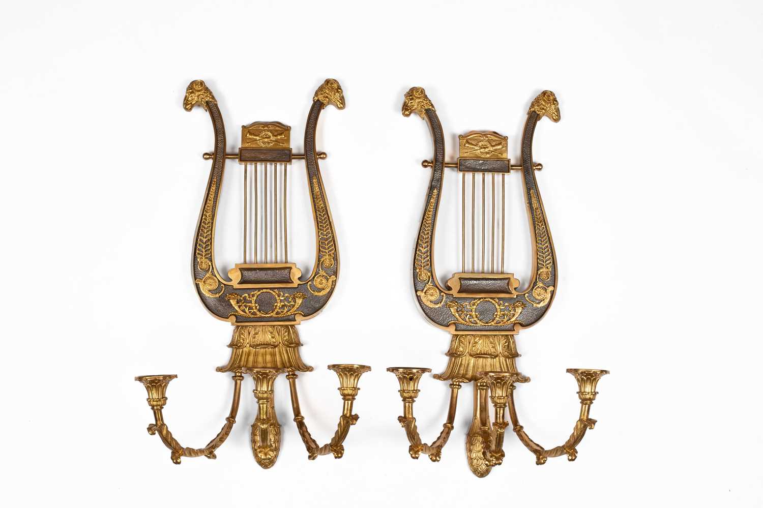 Lot 314 - A pair of Neoclassical style lyre-shaped
