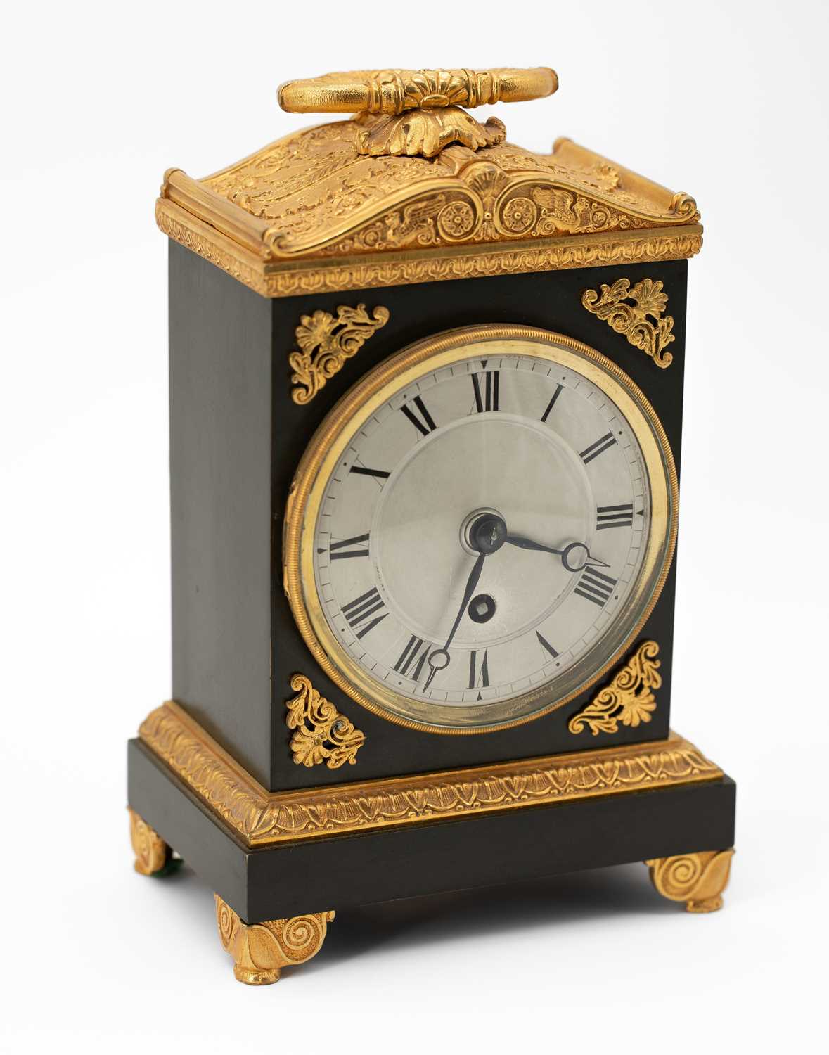 Lot 385 - A French bronze and gilt bronze mantel