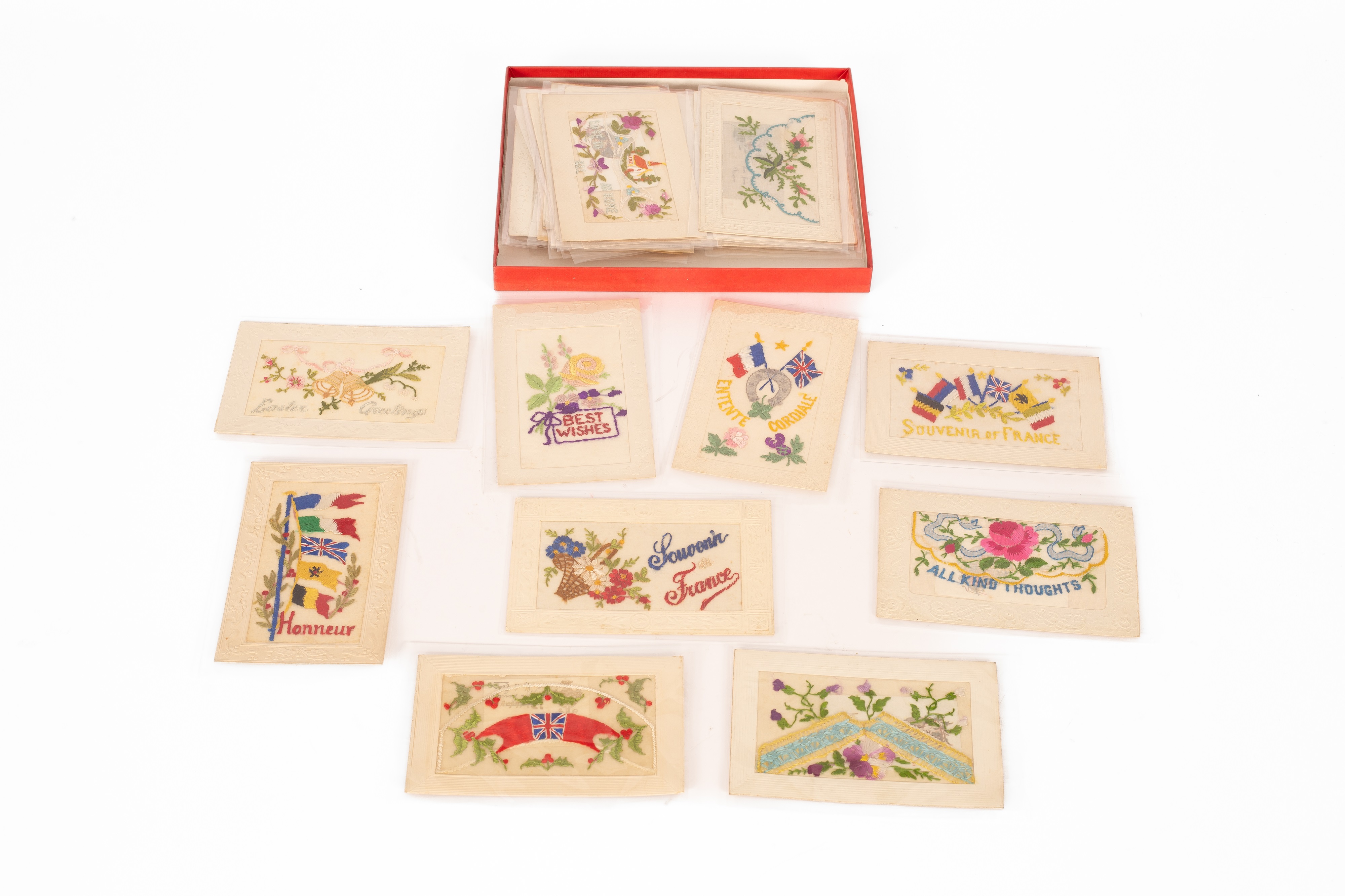 Lot 478 - A collection of WWI silk embroidered