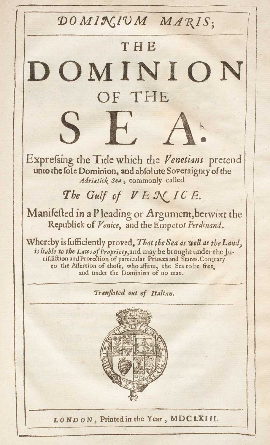 Lot 614 - Selden (John) Mare Clausum; The Right and