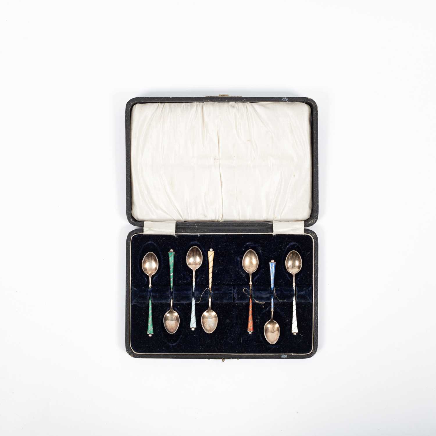 Lot 142 - A set of seven Danish silver and enamel